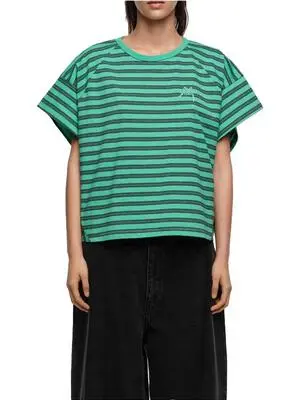 Bimba Y Lola Striped Cropped T-shirt - Green