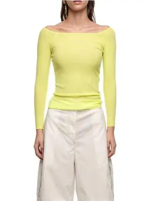 Bimba Y Lola Ribbed Strapless Sweater - Lime