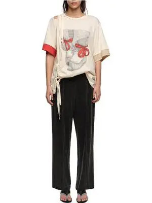 Bimba Y Lola Straight Leg Trousers With Topstitching - Washed Black