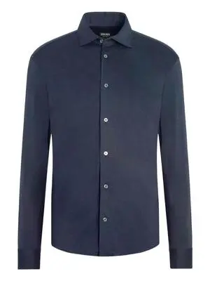 Zegna Long-sleeve Point-collar Shirt - Blue