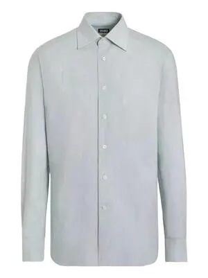 Zegna Point-collar Long-sleeves Shirt - Blue