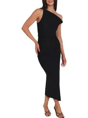 PETAL & PUP Sandria One-shoulder Maxi Dress - Black