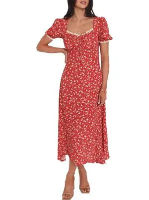 PETAL & PUP Francine Floral Midi Dress - Red Floral