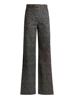 Etro Flared Paisley Jacquard Jeans - Grey