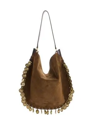 Isabel Marant Oskan Soft Medallion Suede Hobo Bag - Bronze