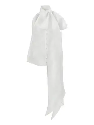 Carolina Herrera Organza Bow Blouse - White
