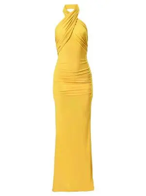 Carolina Herrera Criss-Cross Halterneck Gown Yellow