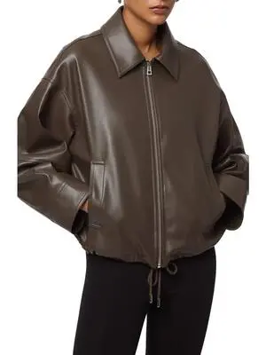 Apparis Ada Faux Leather Bomber Jacket - Deep Brown