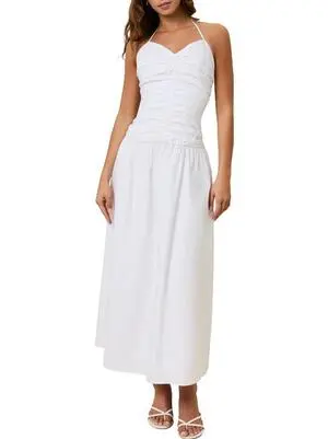 SOLID & STRIPED The Adina Ruched Halter Maxi Dress