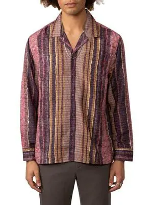 RAGA MAN Ansh Herringbone Stripe Button-up Shirt - Mauve Shadow