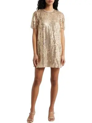 Saylor Stara Sequin Mini Shift Dress - Gold