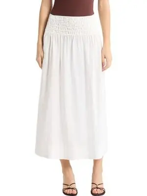 Rails Alessa Smock Waist Linen Blend Maxi Skirt - White Linen