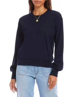 Karen Kane Rib Trim Sweatshirt - Navy