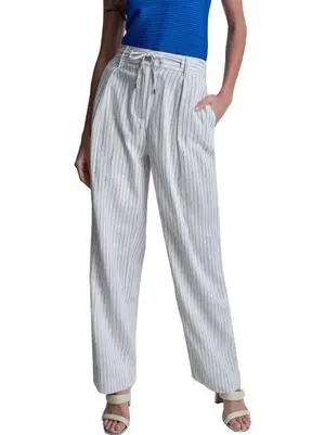 DKNY Striped Linen Blend Drawstring Trousers