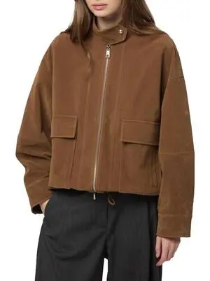 Apparis Faux Suede Kate Bomber Jacket - Saddle Brown