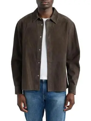 FRAME Suede Shirt Jacket - Dark Brown