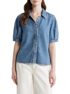 Rag & Bone Featherweight Taylor Short Sleeve Denim Shirt - Lyon