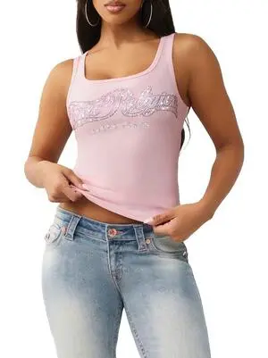 True Religion Crystal Logo Tank Fairytale