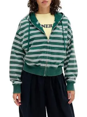 BDG URBAN OUTFITTERS Striped Zip-up Hoodie - Green