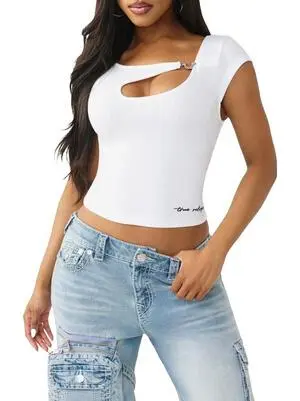 True Religion Cutout Rib T-shirt - Optic White