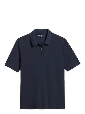 Johnston & Murphy Finn Rib Zip Polo - Navy