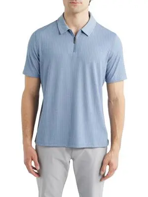 Johnston & Murphy Finn Rib Zip Polo - Blue
