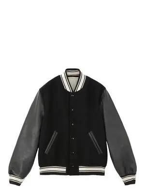 FORTELA Oxford Wool Bomber Jacket - Black