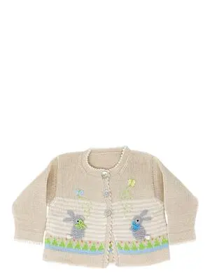 MELANGE COLLECTION Easter Bunny Appliqué Cardigan