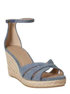 Ralph Lauren Nellie Ankle Strap Wedge Sandal - Blue