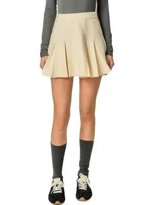 English Factory Pleated Knit Miniskirt - Ivory