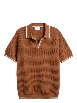PERCIVAL Tennis Johnny Collar Sweater Polo - Brown