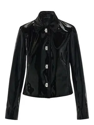 FERRAGAMO Boxy Nappa Leather Jacket - Black