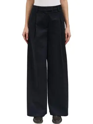 THELATEST Wide Leg Stretch Cotton Trousers - Black