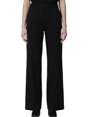 THELATEST Thelatest Wide Leg Stretch Cotton Trousers Black