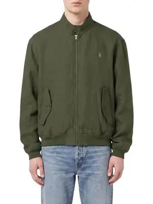 Polo Ralph Lauren Linen Bomber Jacket With Logo - Green
