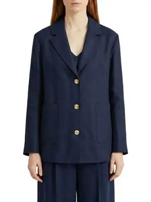 Max Mara Single-breasted Linen Blazer - Blue