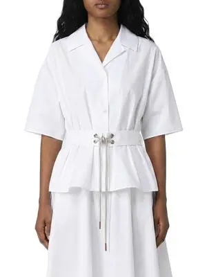 Max Mara Cotton Shirt With Drawstring Waist - White