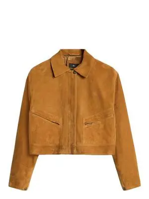 7 For All Mankind Utility Jacket In Suede - Brown