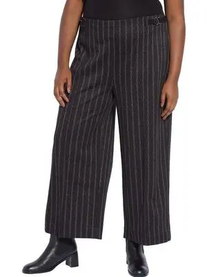 Lyssé Isabel Pinstripe Pull-on Ankle Wide Leg Ponte Pants - Charcoal Lane