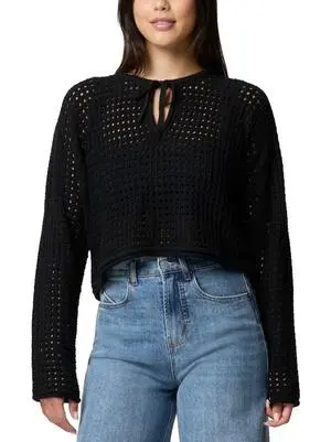 FLORENCE BY MILLS Keyhole Open Knit Crop Sweater - Black