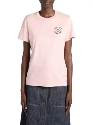 Moncler Logo Embroidered T-shirt - Dusty Pink