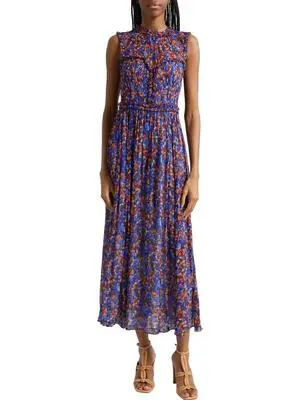 Ulla Johnson Kasia Floral Silk Midi Dress - Violet