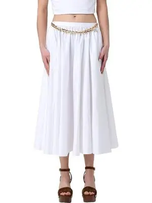 Elisabetta Franchi Pleated A-line Skirt - White