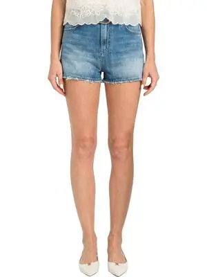 TWINSET Cotton Belted Shorts - Denim