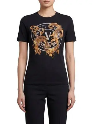 Versace Versace Jeans Couture Cotton T-Shirt With Logo Print Black