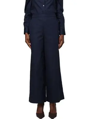 Max Mara Cotton Cropped Trousers - Navy