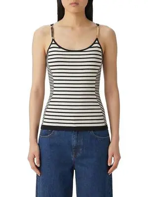 ELISABETTA FRANCHI Striped Knit Tank Top