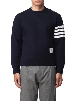 Thom Browne Sweatshirt With Signature Stripes - Navy