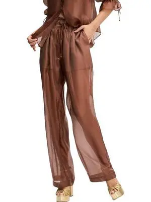 Sam Edelman Sheer Wide Leg Pants Mocha