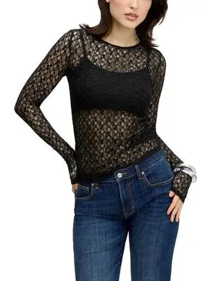 Sam Edelman Sheer Lace Top - True Black